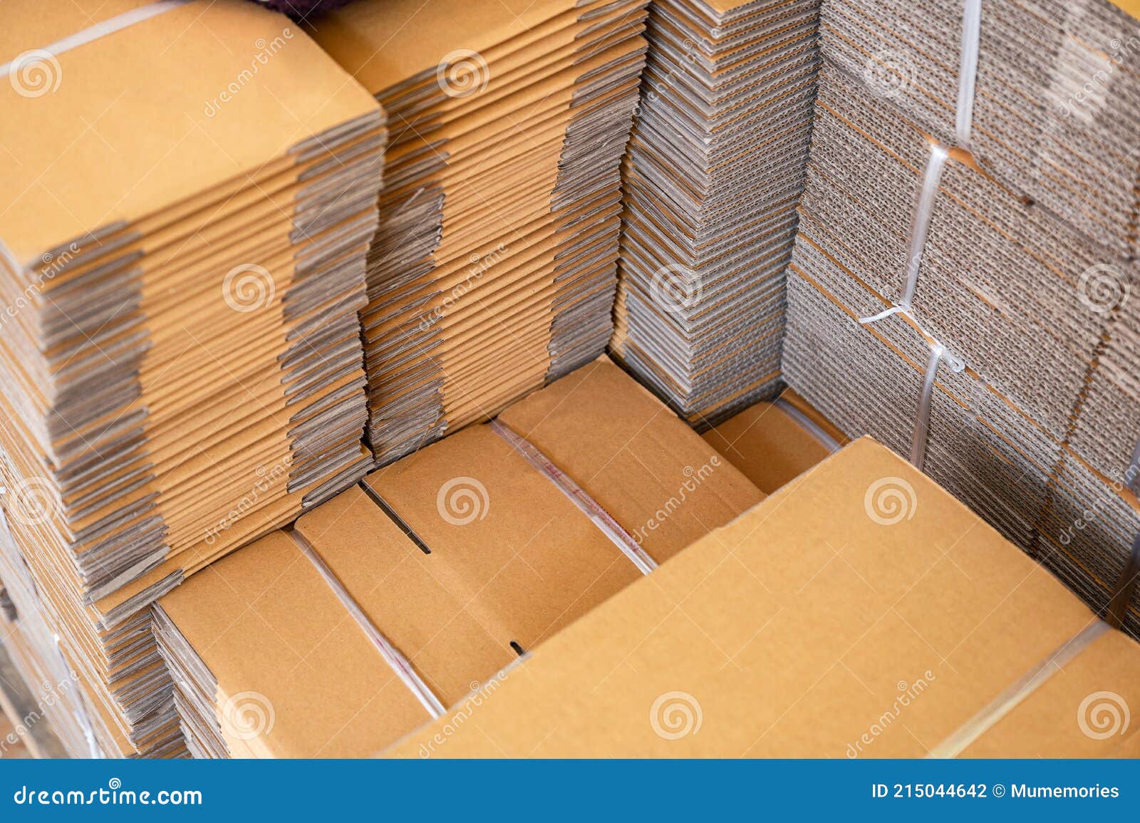 Stack of Brown Folded Cardboard Boxes Tied Stock Photo - Image of heap ...