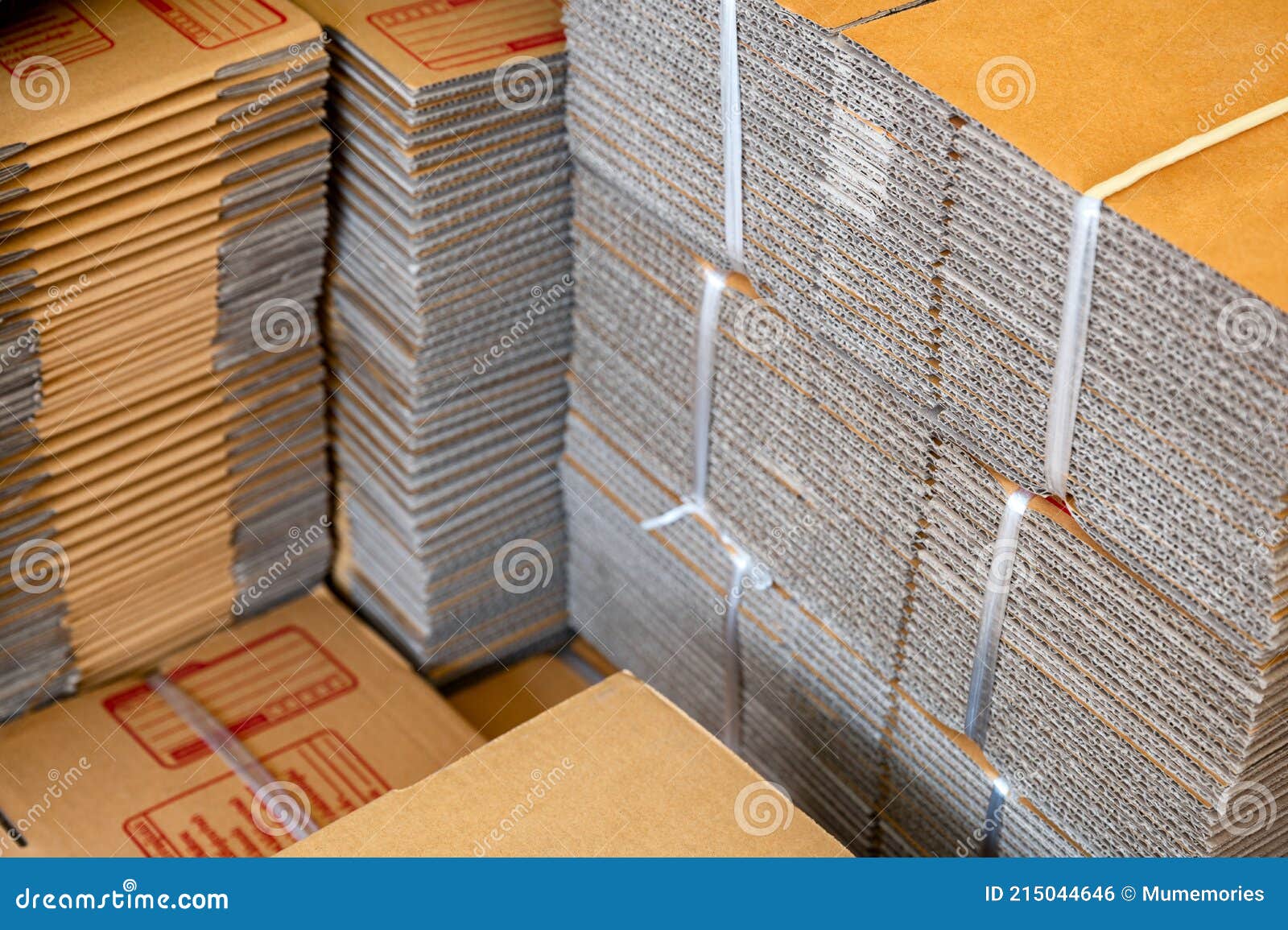 Stack of Brown Folded Cardboard Boxes Tied Stock Photo - Image of mail ...