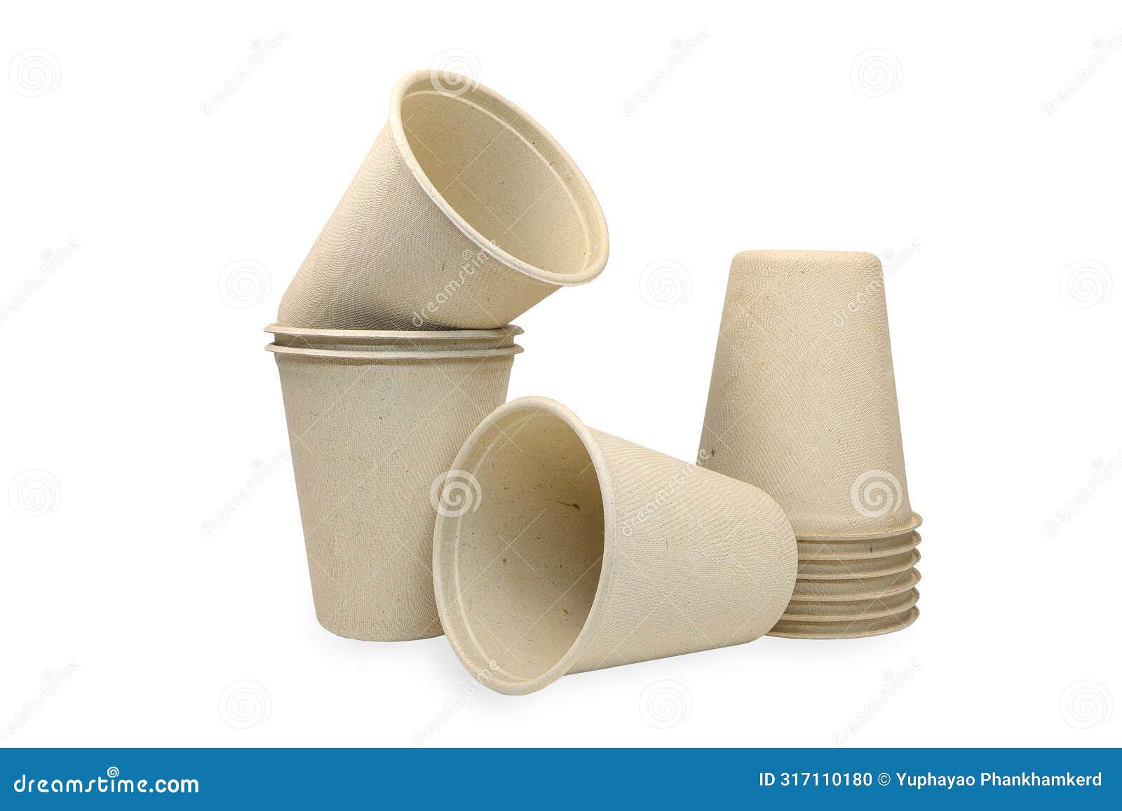 Stack of Brown Paper Cups on a White Background with Clipping Path ...