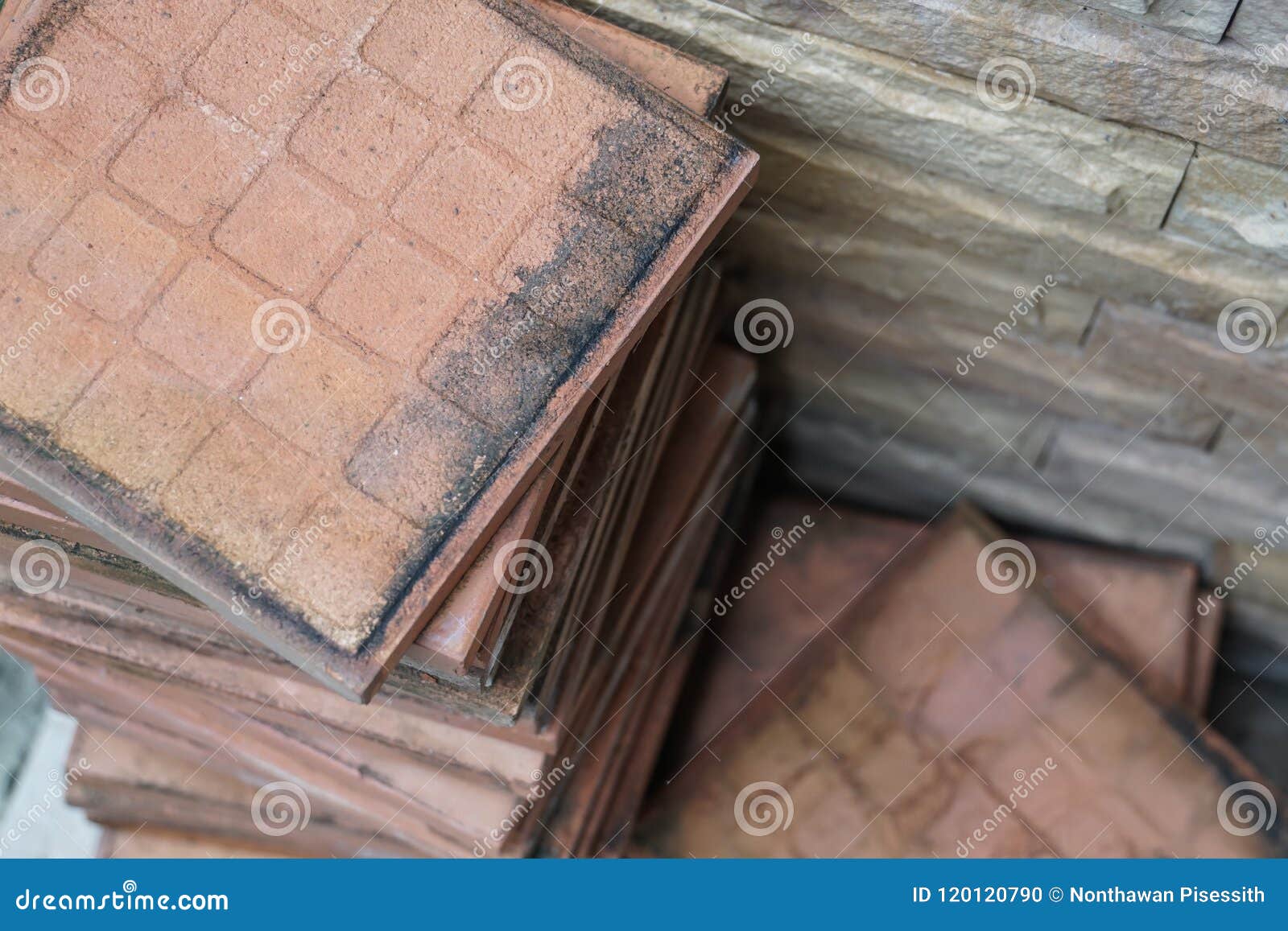 Stack of Brown Square Tiles for Floor Construction Stock Photo - Image ...