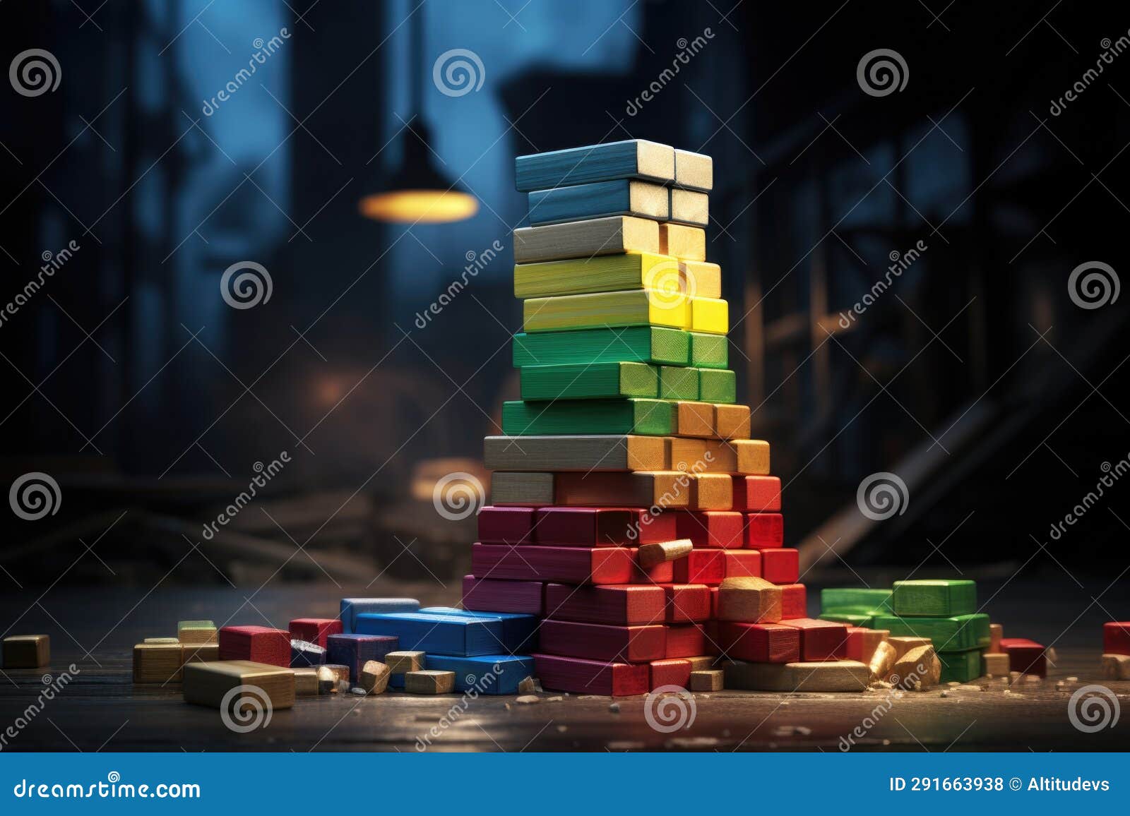 Stack of Building Blocks Ready To Be Knocked Down Stock Photo - Image ...