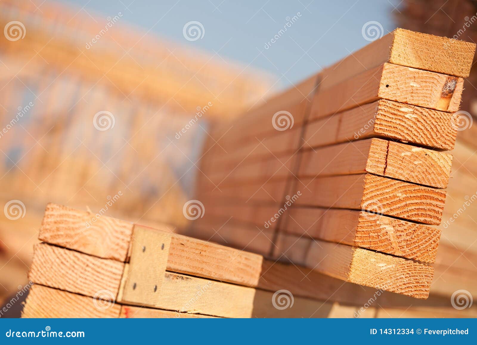 Stack of Building Lumber stock photo. Image of contractor - 14312334