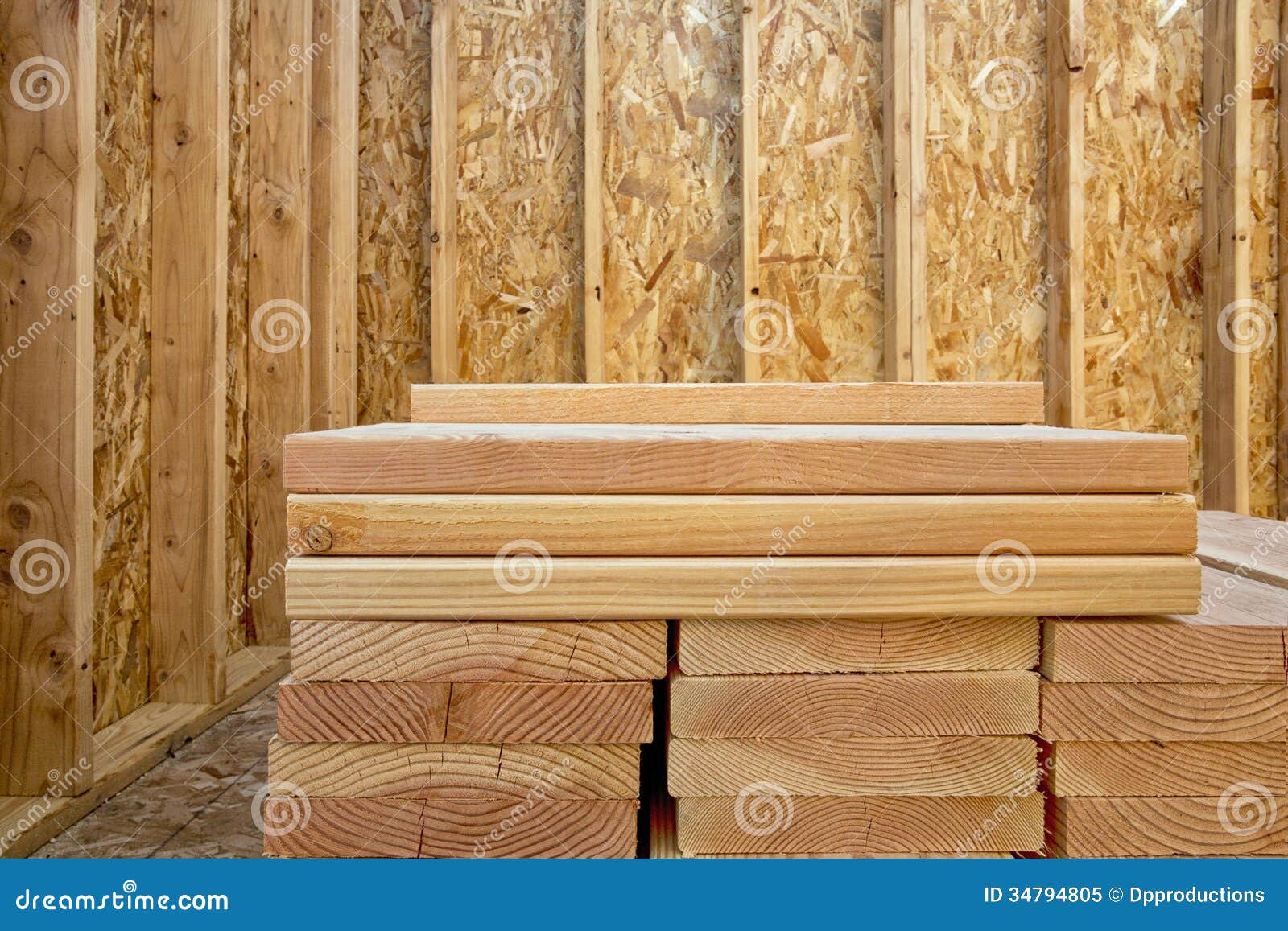 Stack of Building Lumber in Construction Site Stock Image - Image of ...