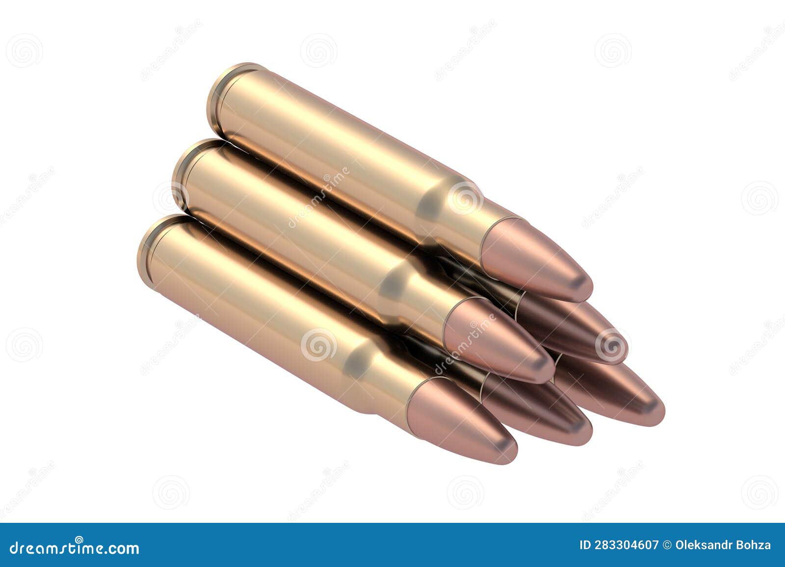 Stack of Bullets for Assault Rifle Isolated on White Background Stock ...