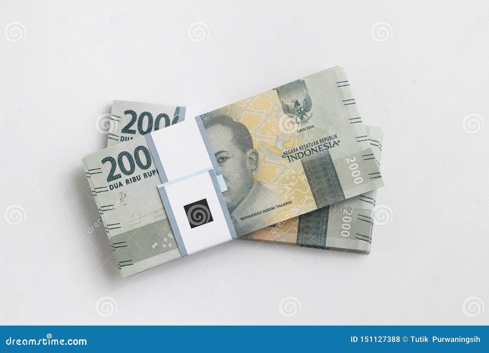 Flat Lay, Stack of Bundle 2000 Rupiah Indonesia Money, at White ...