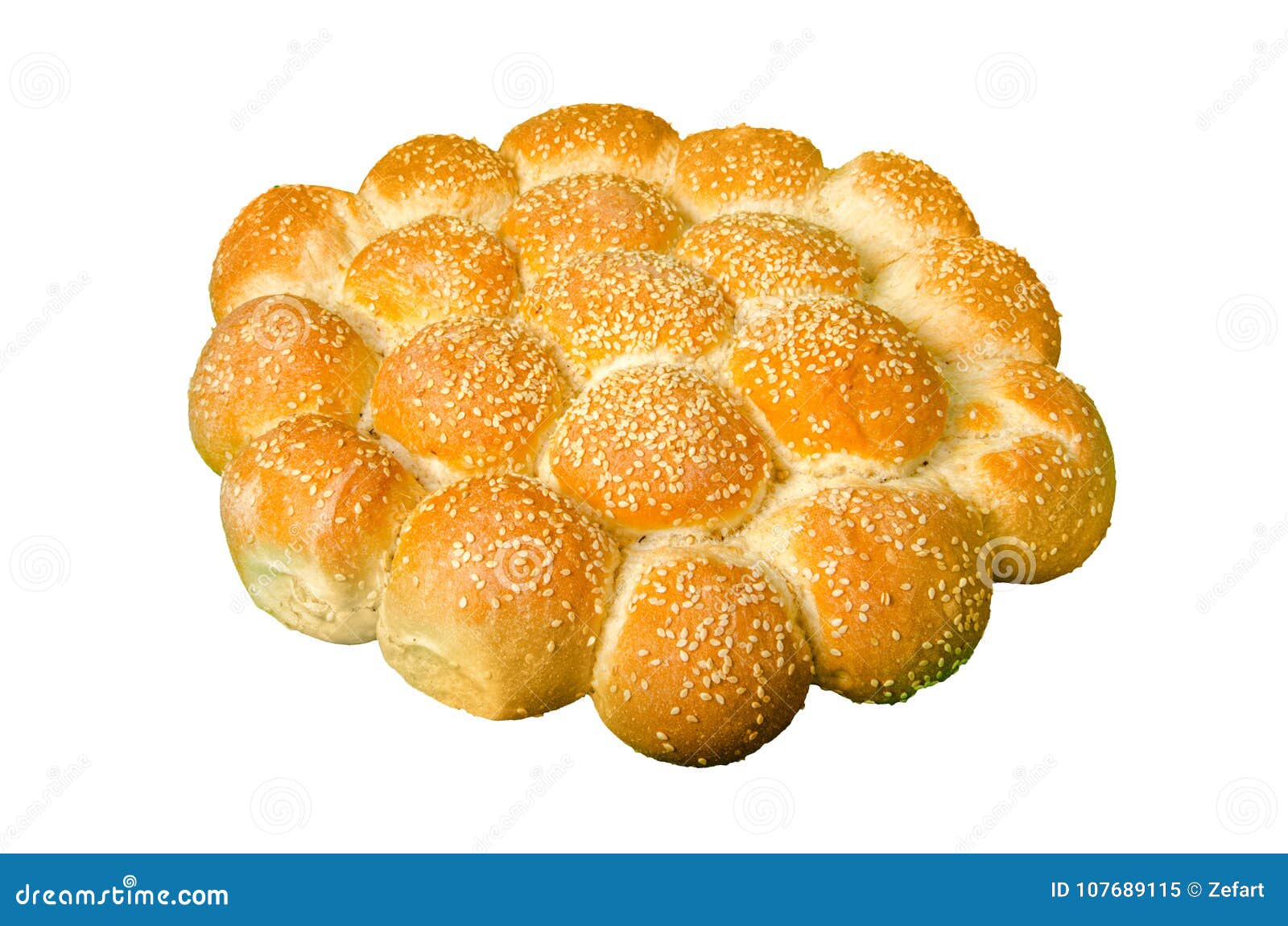Stack Buns Pie with Sesame Seeds Isolated on White Stock Image - Image ...