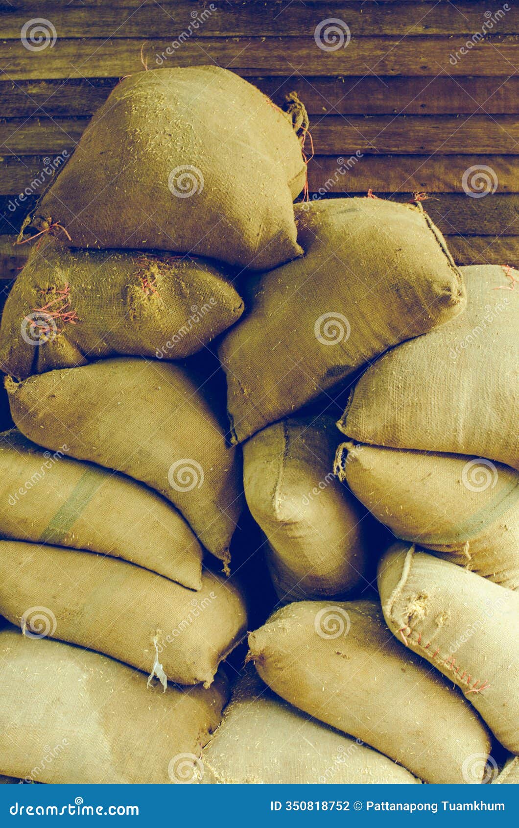 A Stack of Burlap Sacks Piled on Top of Each Other, Worn and are ...