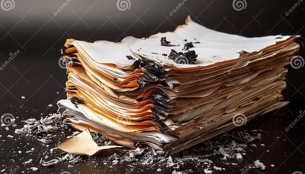 Stack of Burned Paper Documents Stock Illustration - Illustration of burnt, abstract: 320597342