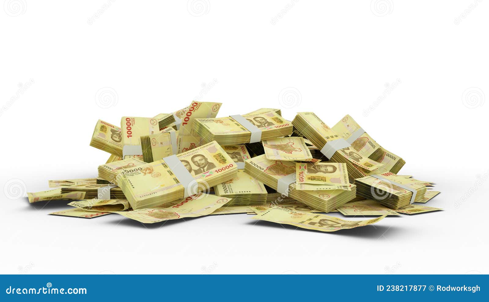 Stack of 10000 Burundian Franc Notes Isolated on White Background Stock ...
