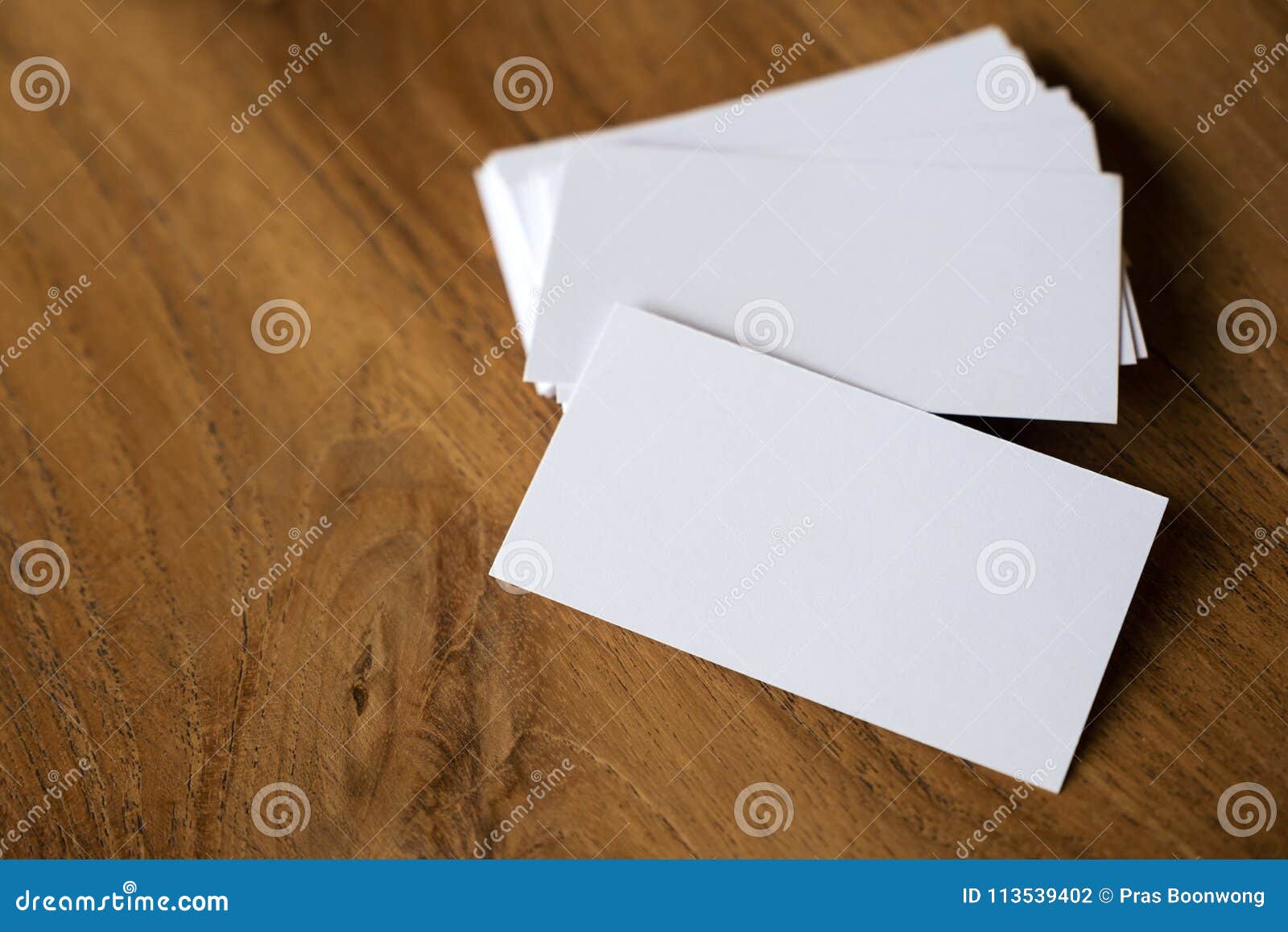 Stack of Business Card on Wooden Table Stock Photo - Image of ...