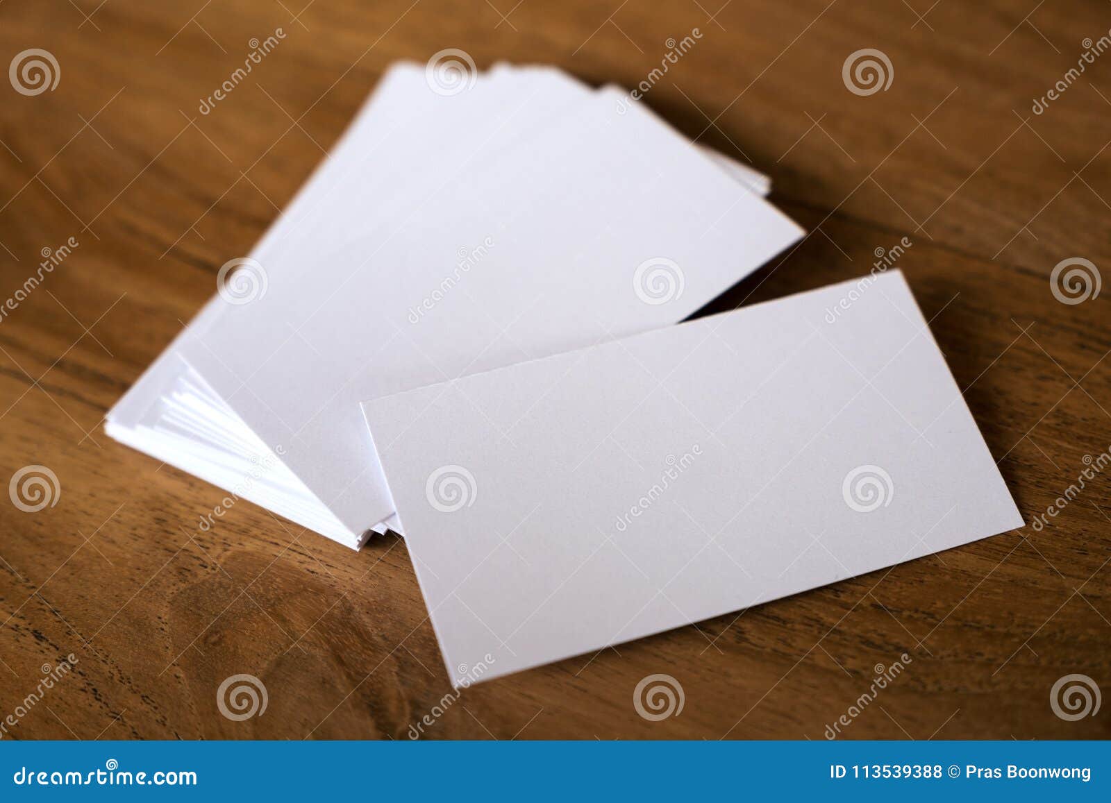 Stack of Business Card on Wooden Table Stock Photo - Image of ...