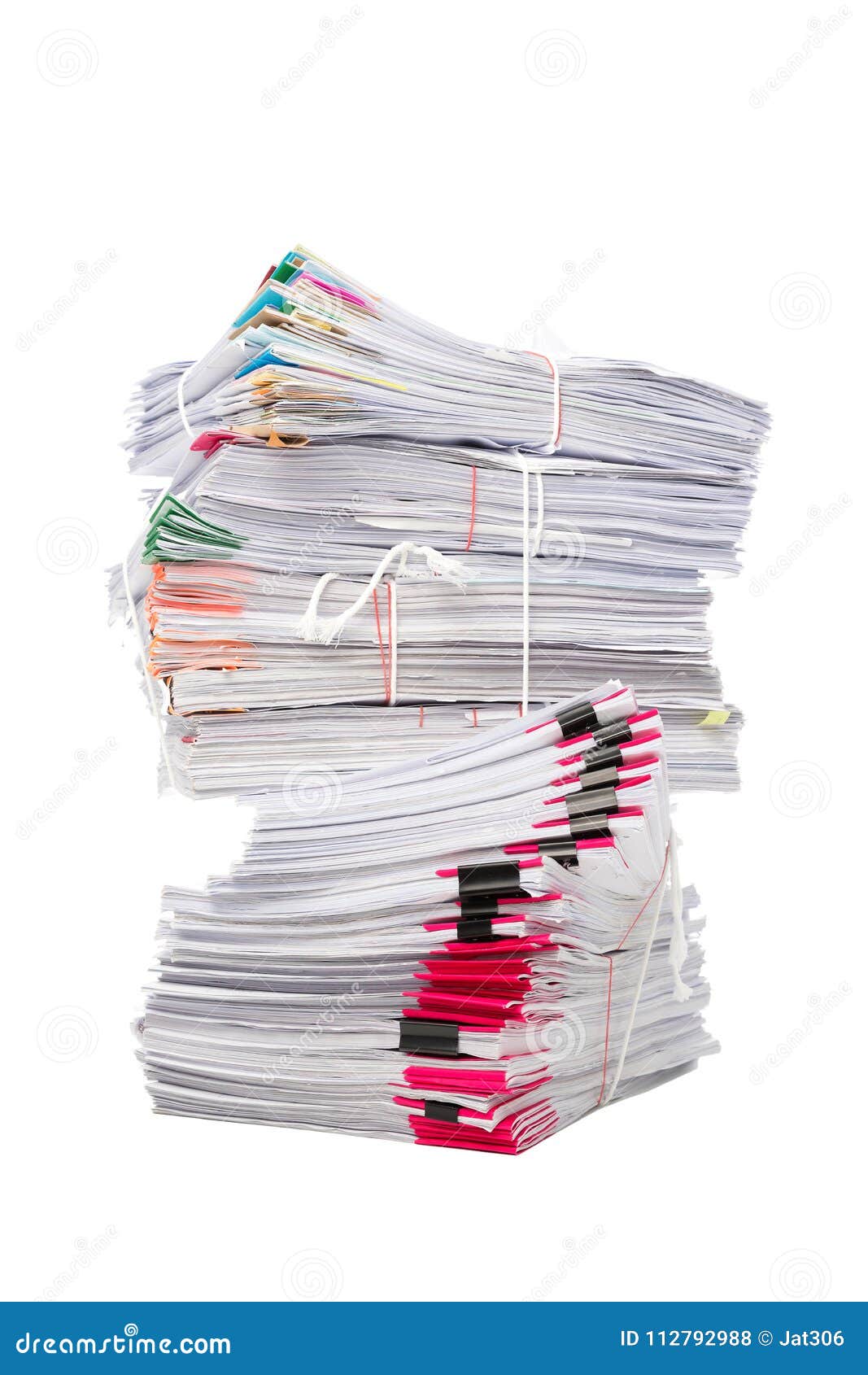 Stack of Business Document Papers Isolated on White Background Stock ...