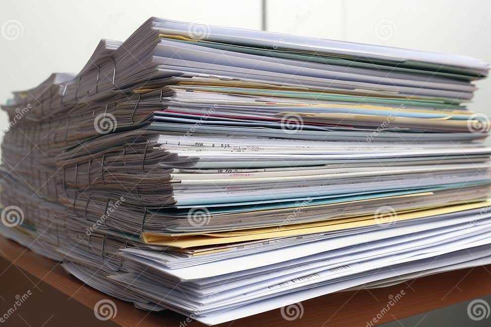 Stack of Business Documents, Each Neatly Aligned and Labeled Stock ...