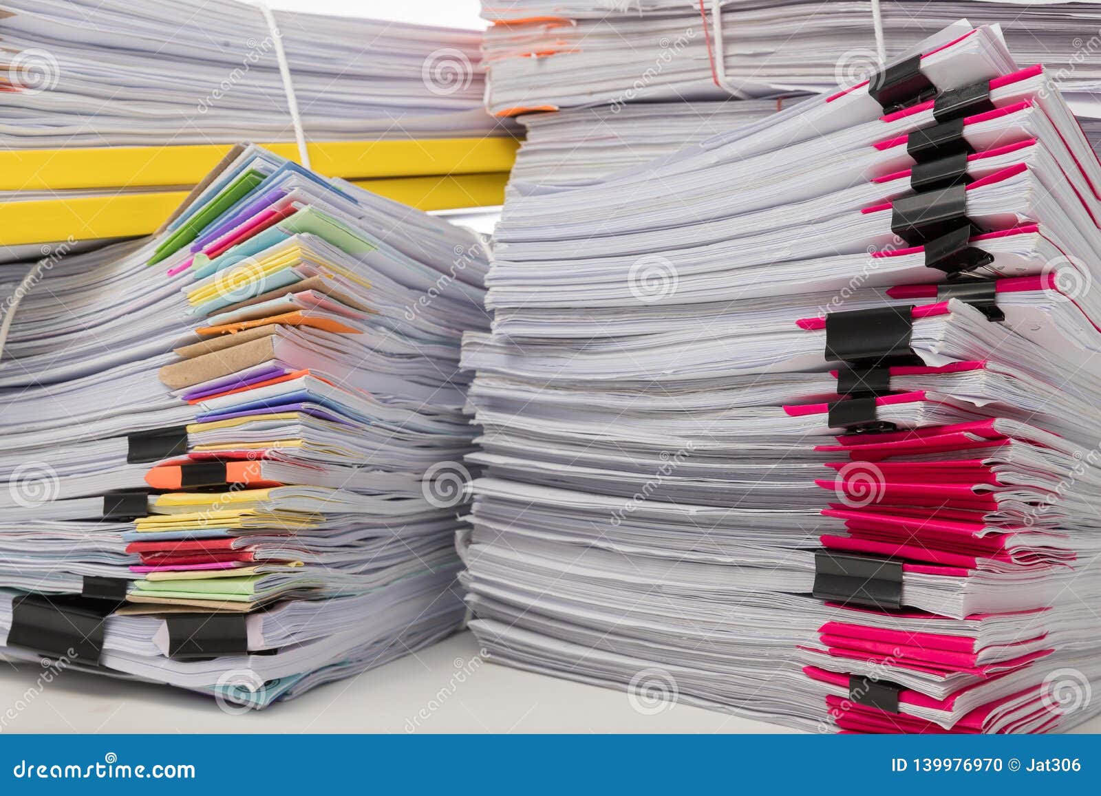 Stack of Business Papers on White Background Stock Photo - Image of ...