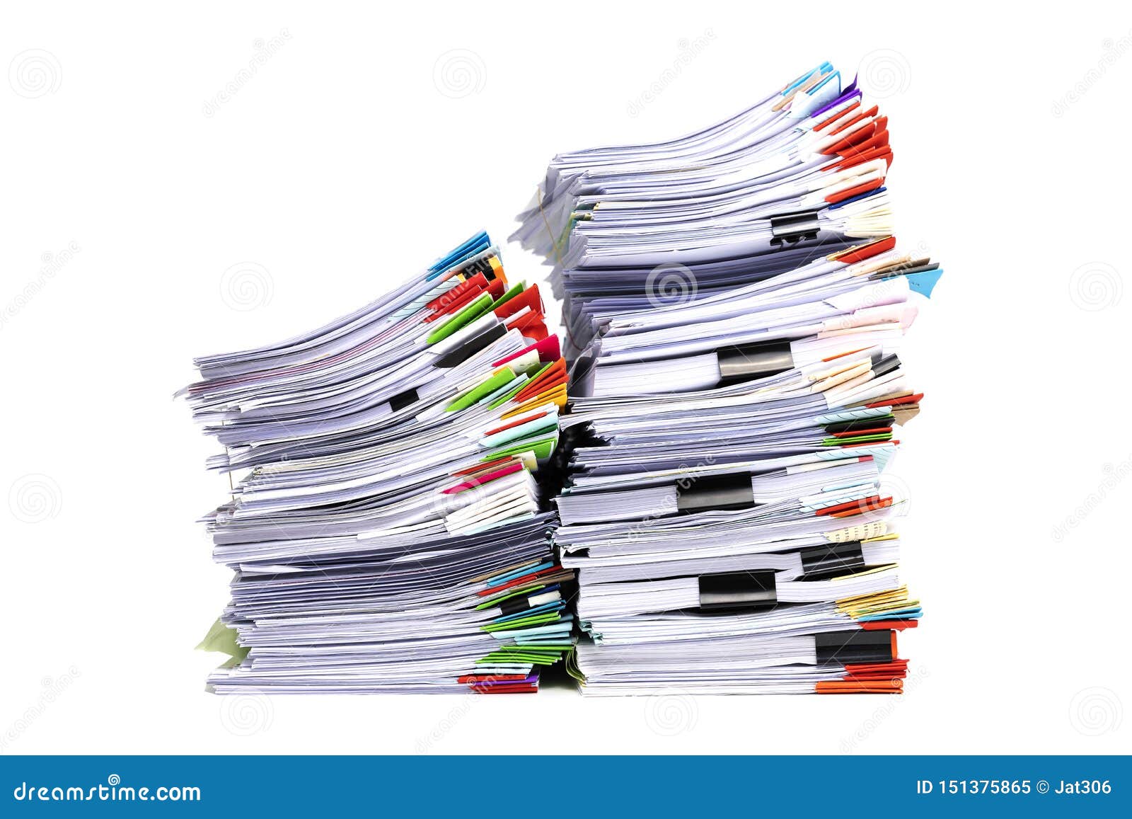 Stack of Business Papers Isolated on White Background Stock Image ...
