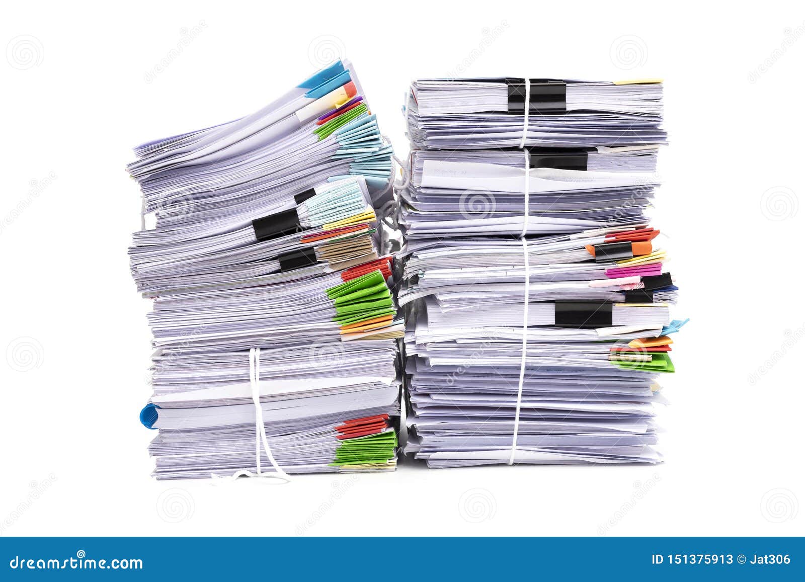 Stack of Business Papers Isolated on White Background Stock Image ...