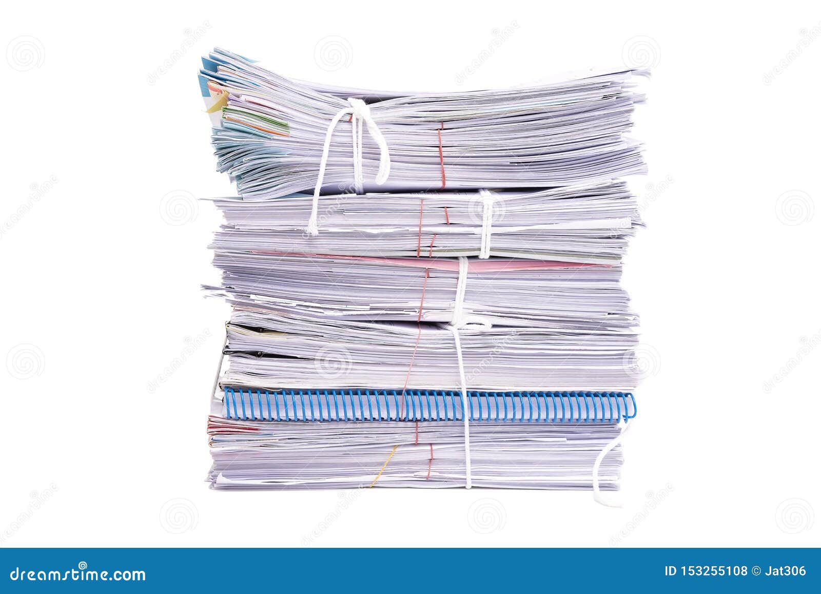 Stack of Business Papers Isolated on White Background Stock Photo ...