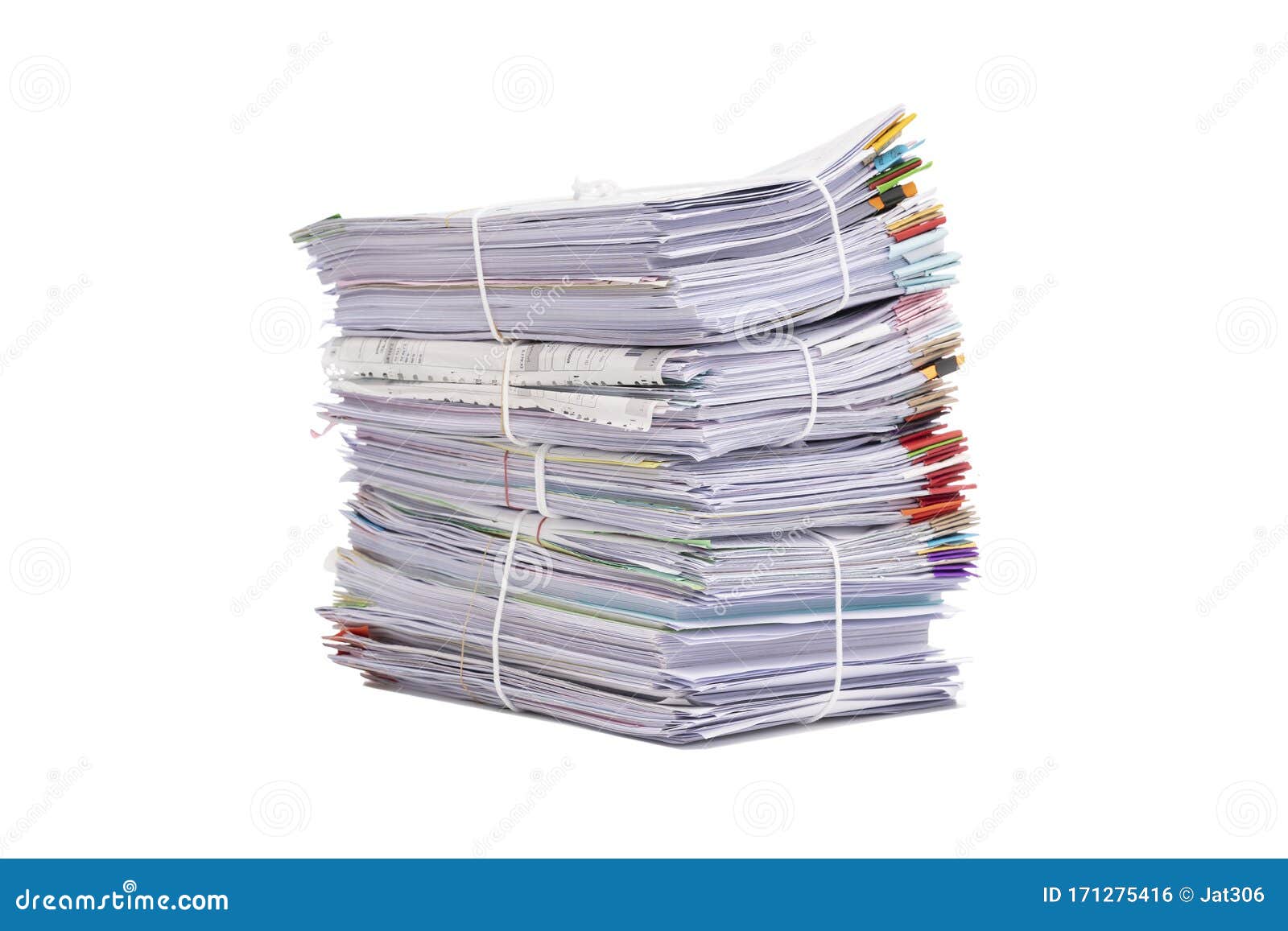 Stack of Business Papers Isolated on White Background Stock Photo ...