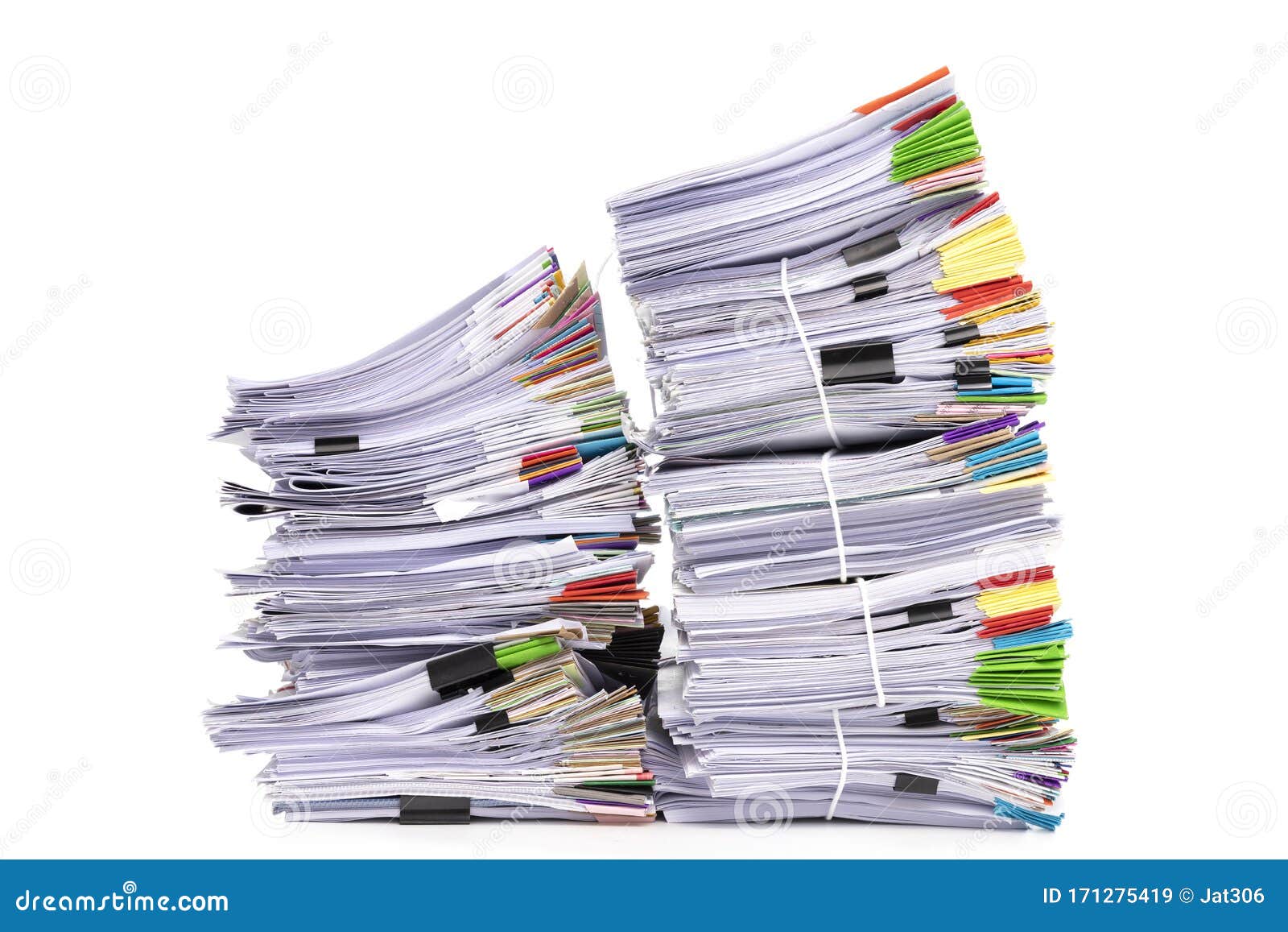 Stack of Business Papers Isolated on White Background Stock Image ...