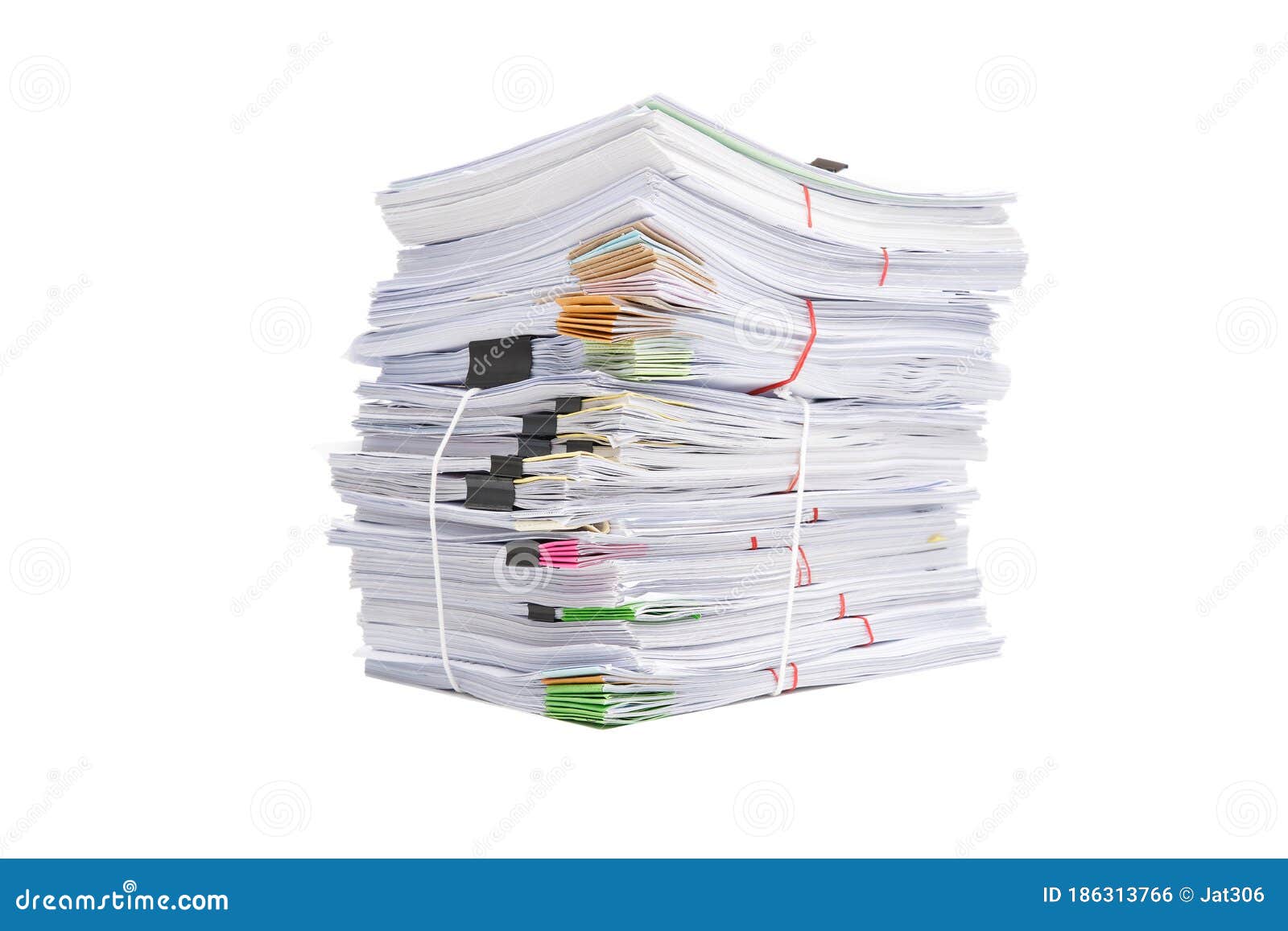 Stack of Business Papers Isolated on White Background Stock Photo ...