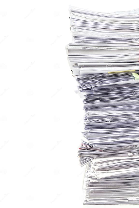 Stack of Business Papers Isolated on White Stock Photo - Image of copy ...