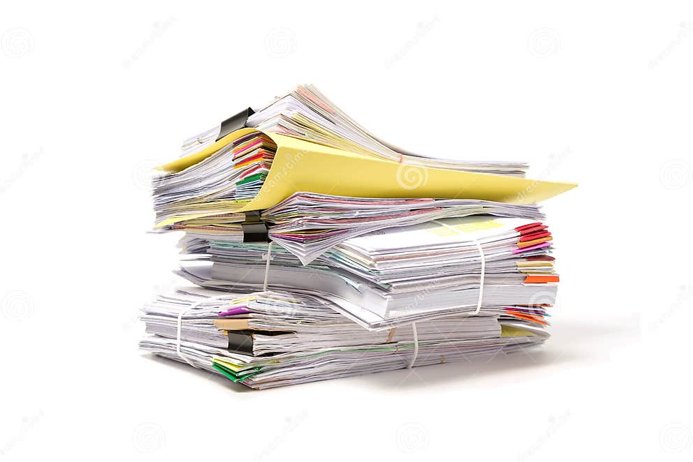 Stack of Business Papers Isolated Stock Photo - Image of document ...