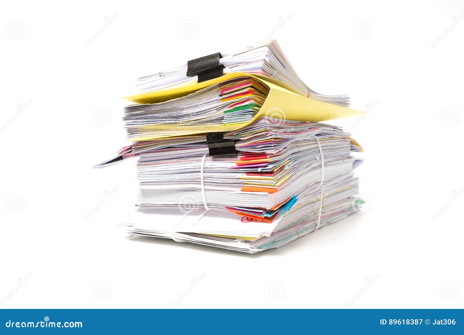 Stack of Business Papers Isolated Stock Image - Image of accounting ...