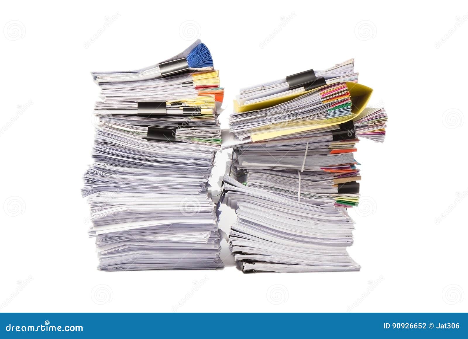 Stack of Business Papers Isolated on White Stock Photo - Image of ...