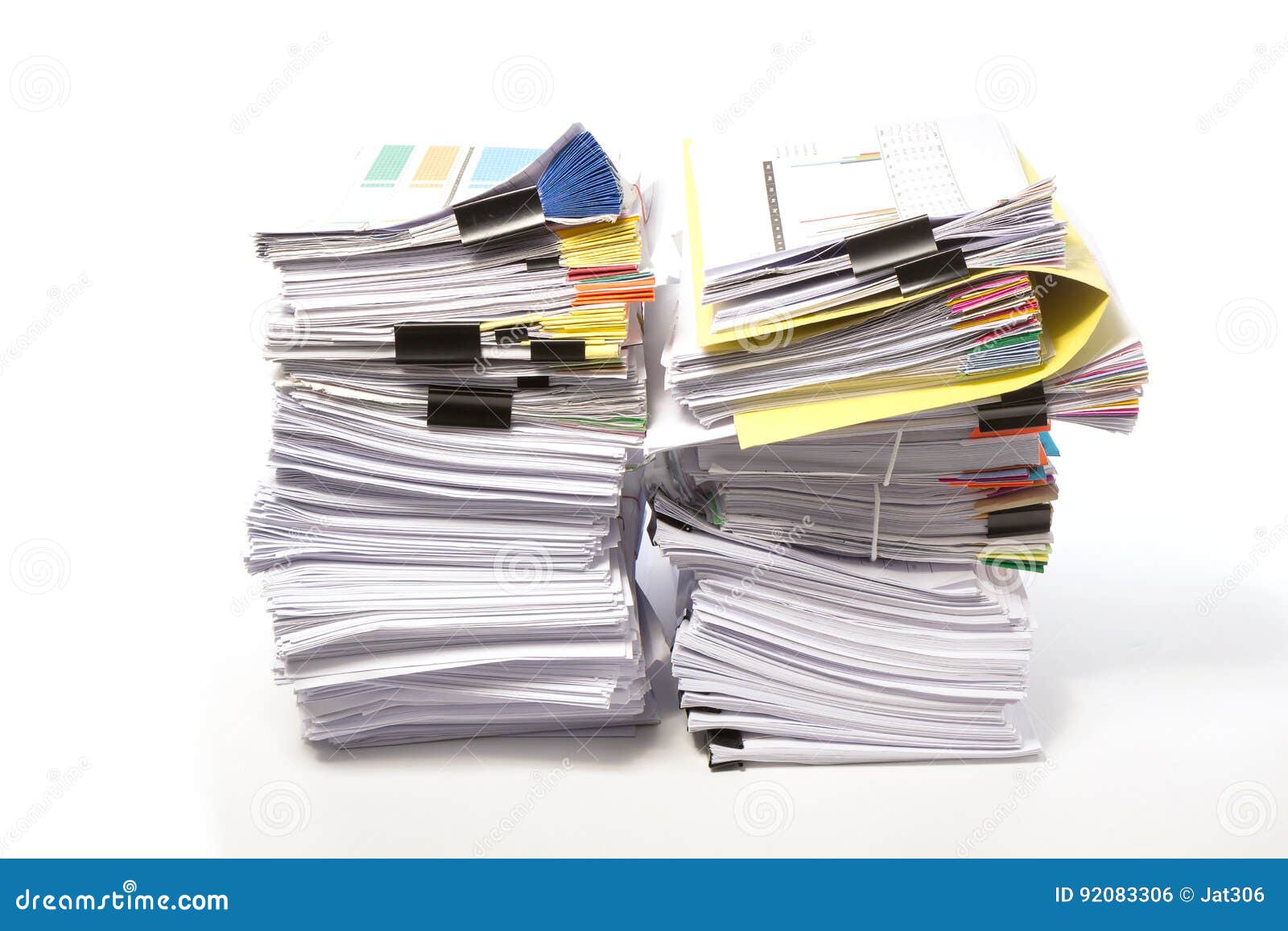 Stack of Business Papers Isolated on White Stock Photo - Image of ...