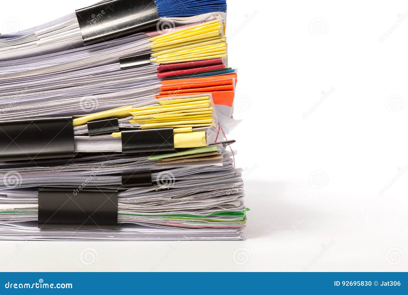 Stack of Business Papers Isolated on White Stock Photo - Image of ...