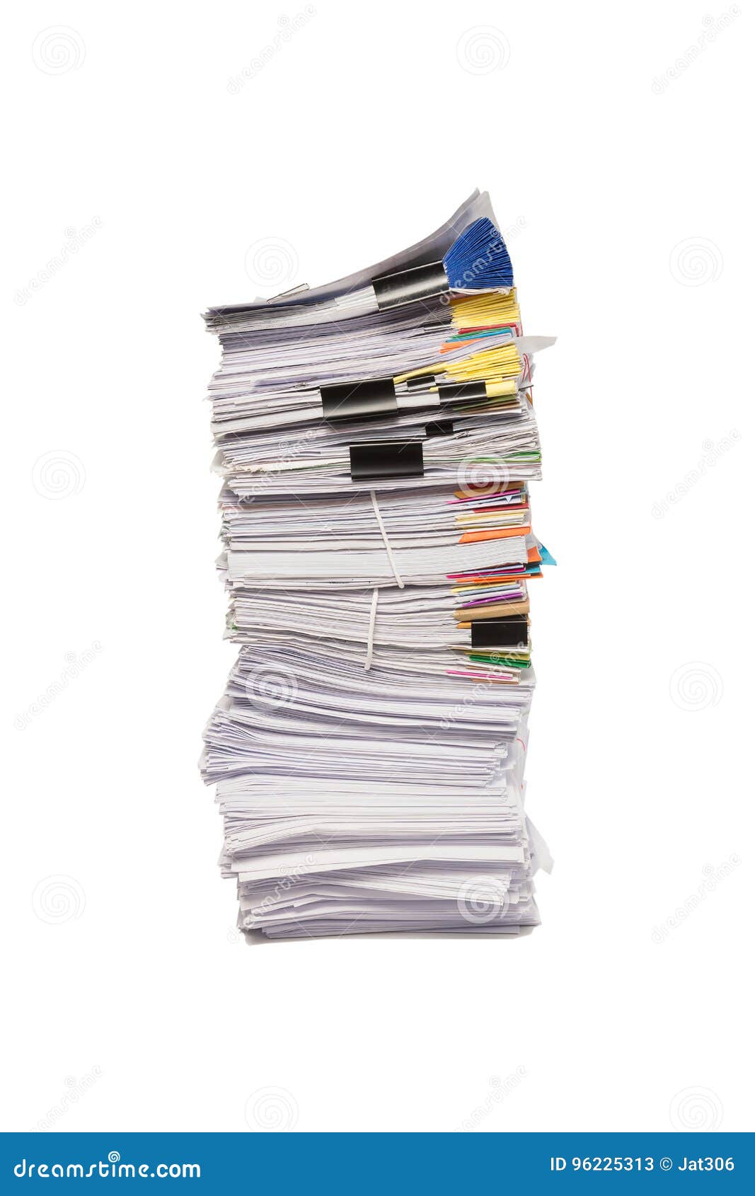 Stack of Business Papers Isolated on White Stock Image - Image of ...
