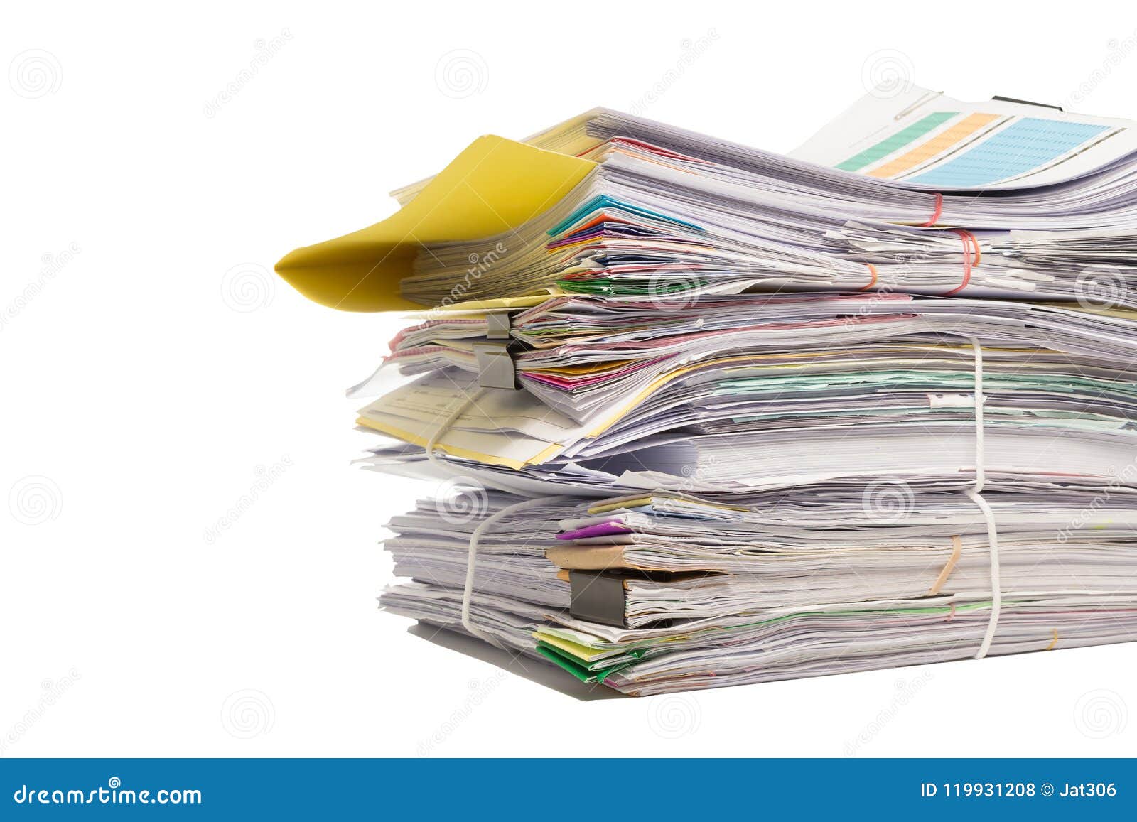 Stack of Business Papers Isolated on White Background Stock Photo ...