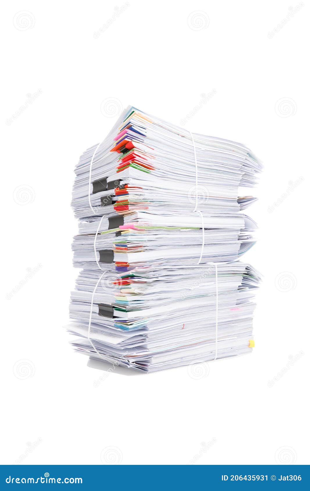 Stack of Business Papers Isolated on White Background Stock Image ...