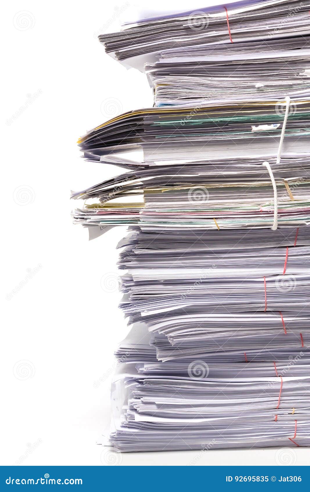 Stack of Business Papers Isolated on White Stock Image - Image of mess ...