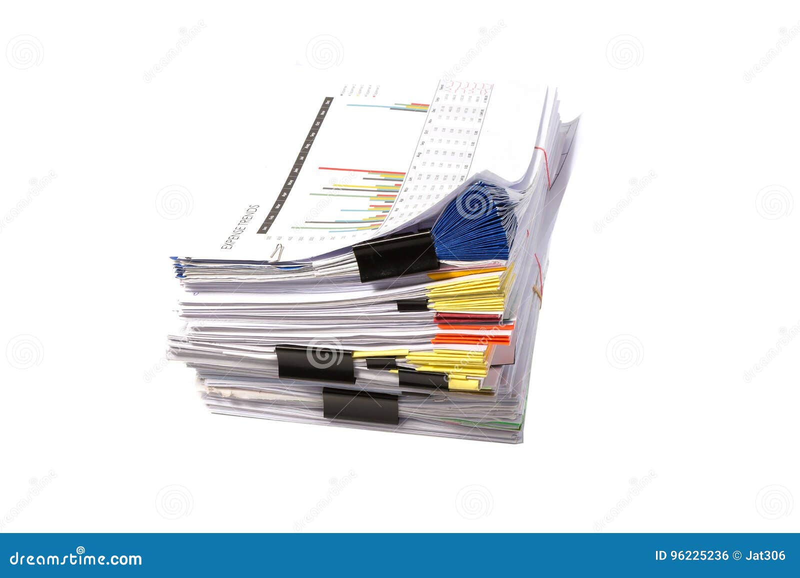 Stack of Business Papers Isolated on White Stock Photo - Image of data ...