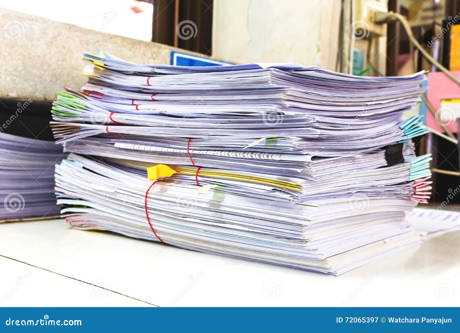 Stack of Business Report Paper Stock Image - Image of history ...