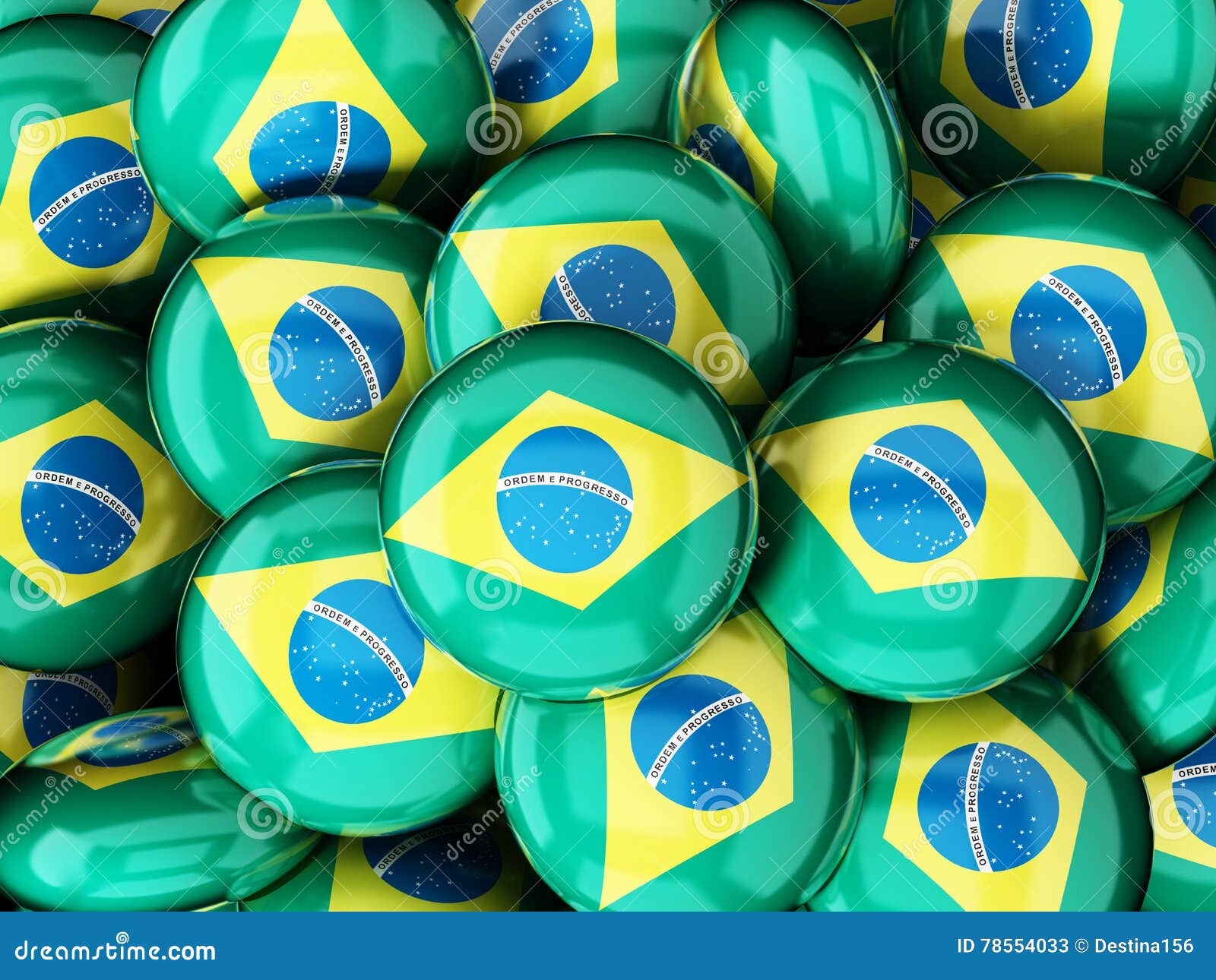 Stack of Buttons with Brazilian Flag. 3D Illustration Stock ...