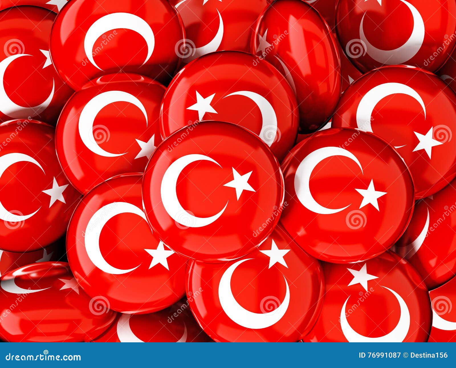 Stack of Buttons with Turkish Flag. 3D Illustration Stock Illustration ...