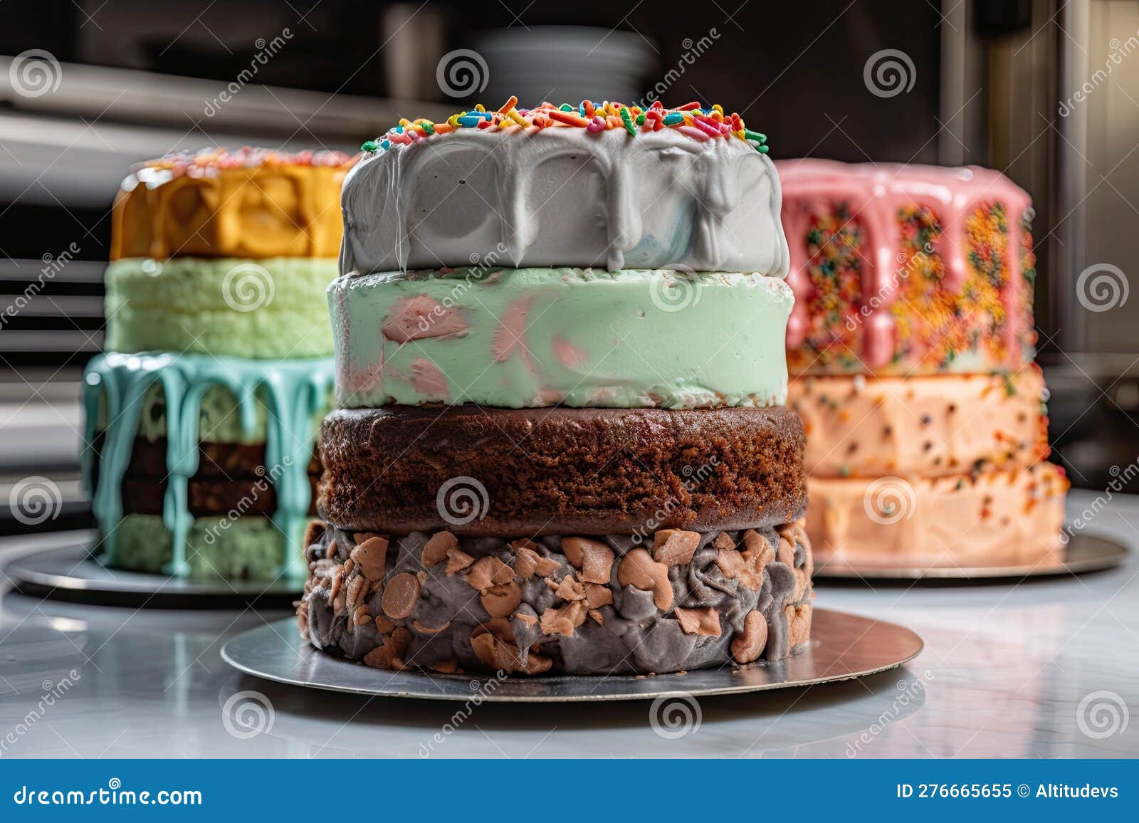 A Stack of Cakes, Each Layer with a Different Flavor and Frosting ...