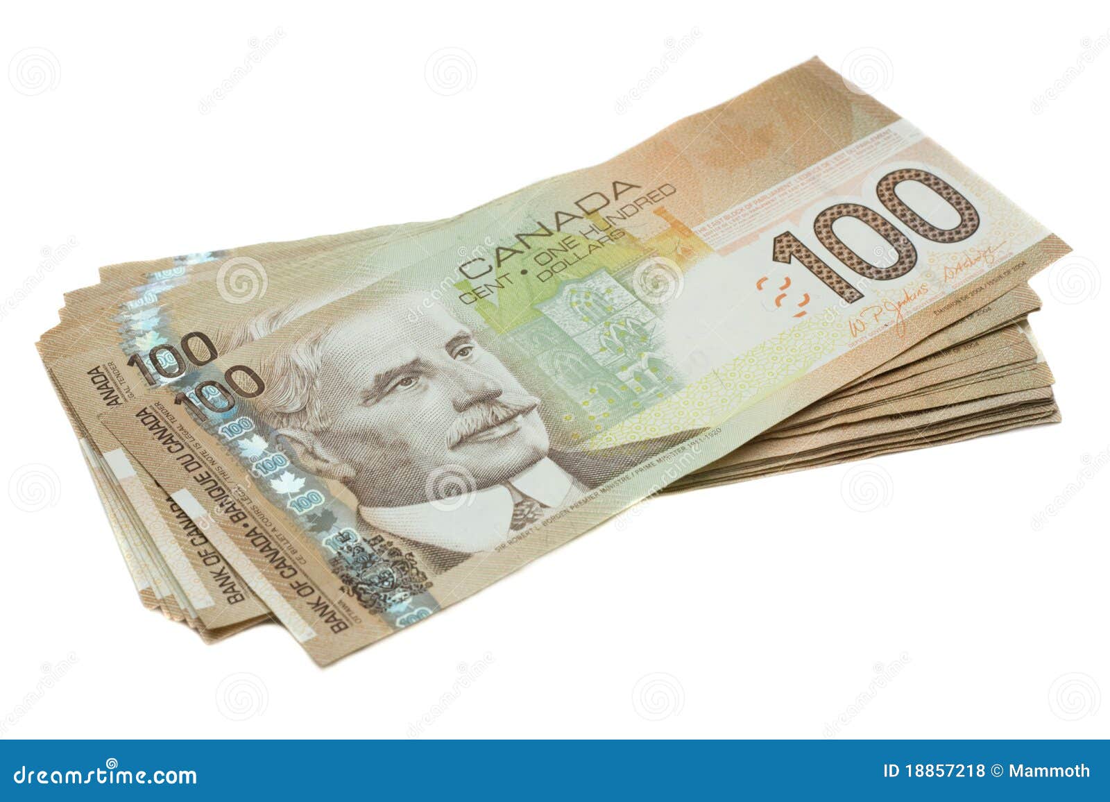 A Stack of Canadian One Hundred Dollar Bills Stock Photo - Image of ...