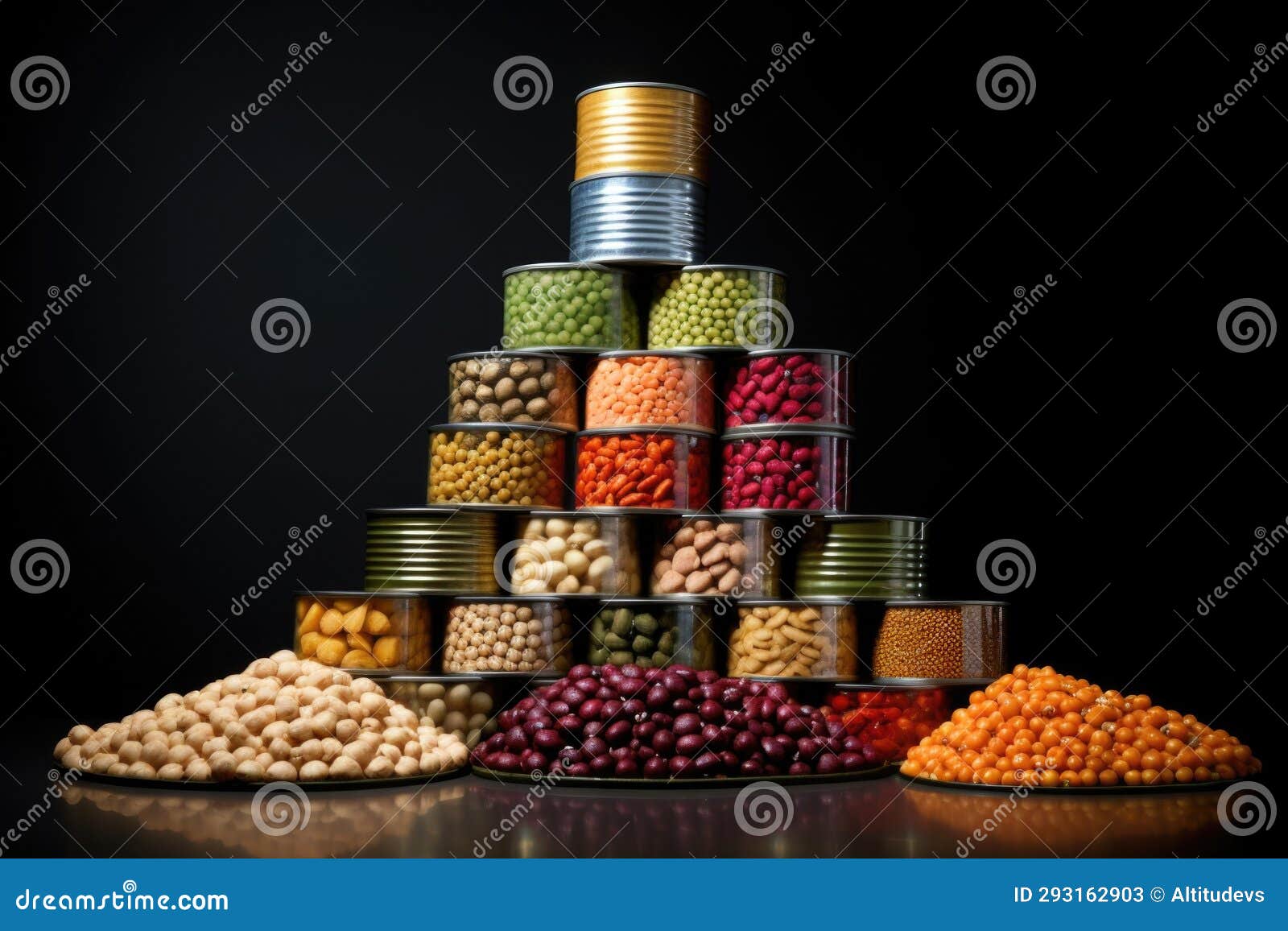 Stack of Canned Pet Food Against a Solid Background Stock Image - Image ...