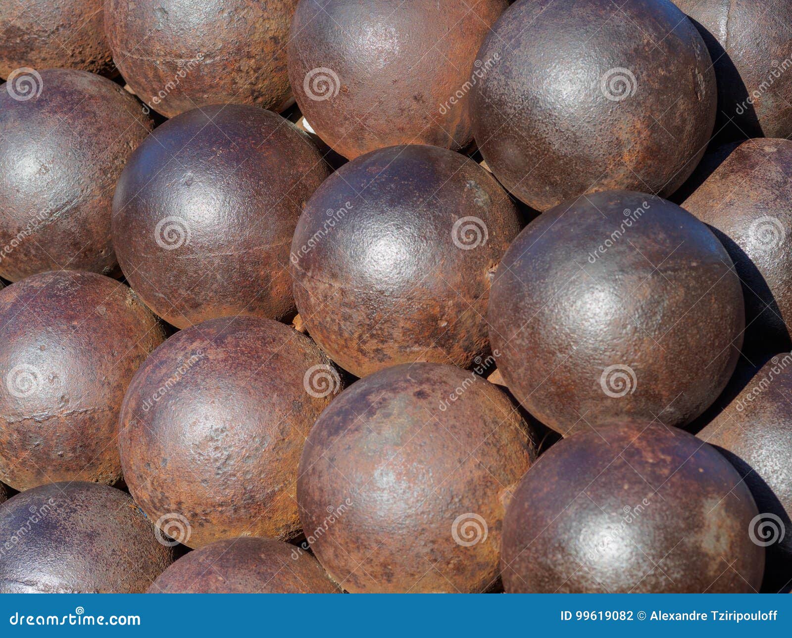 Close up cannon balls. stock photo. Image of historical - 99619082