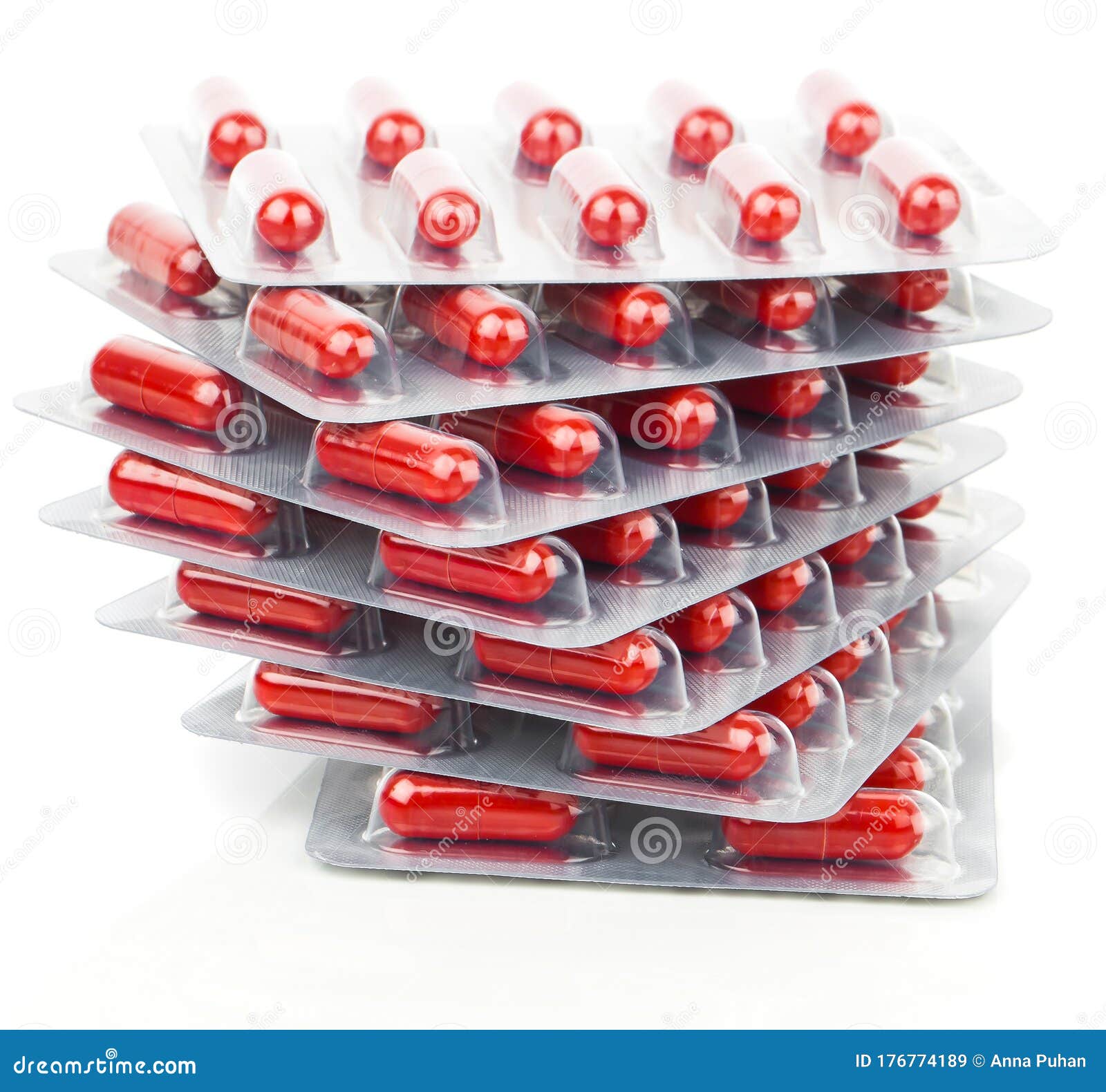 Stack of Capsules Packed in Blisters / Flu Pills Stock Image - Image of ...