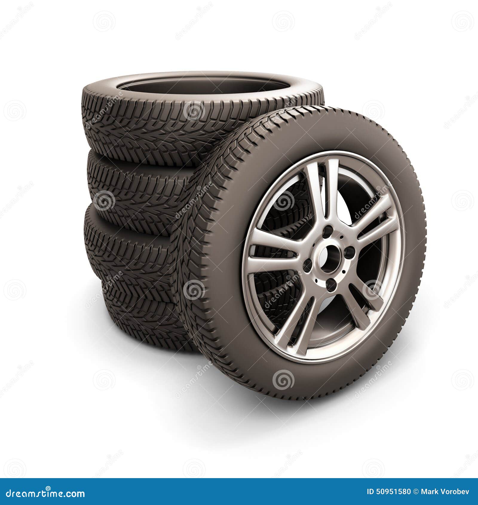 Stack of Car Tires and Car Wheel Stock Illustration - Illustration of ...
