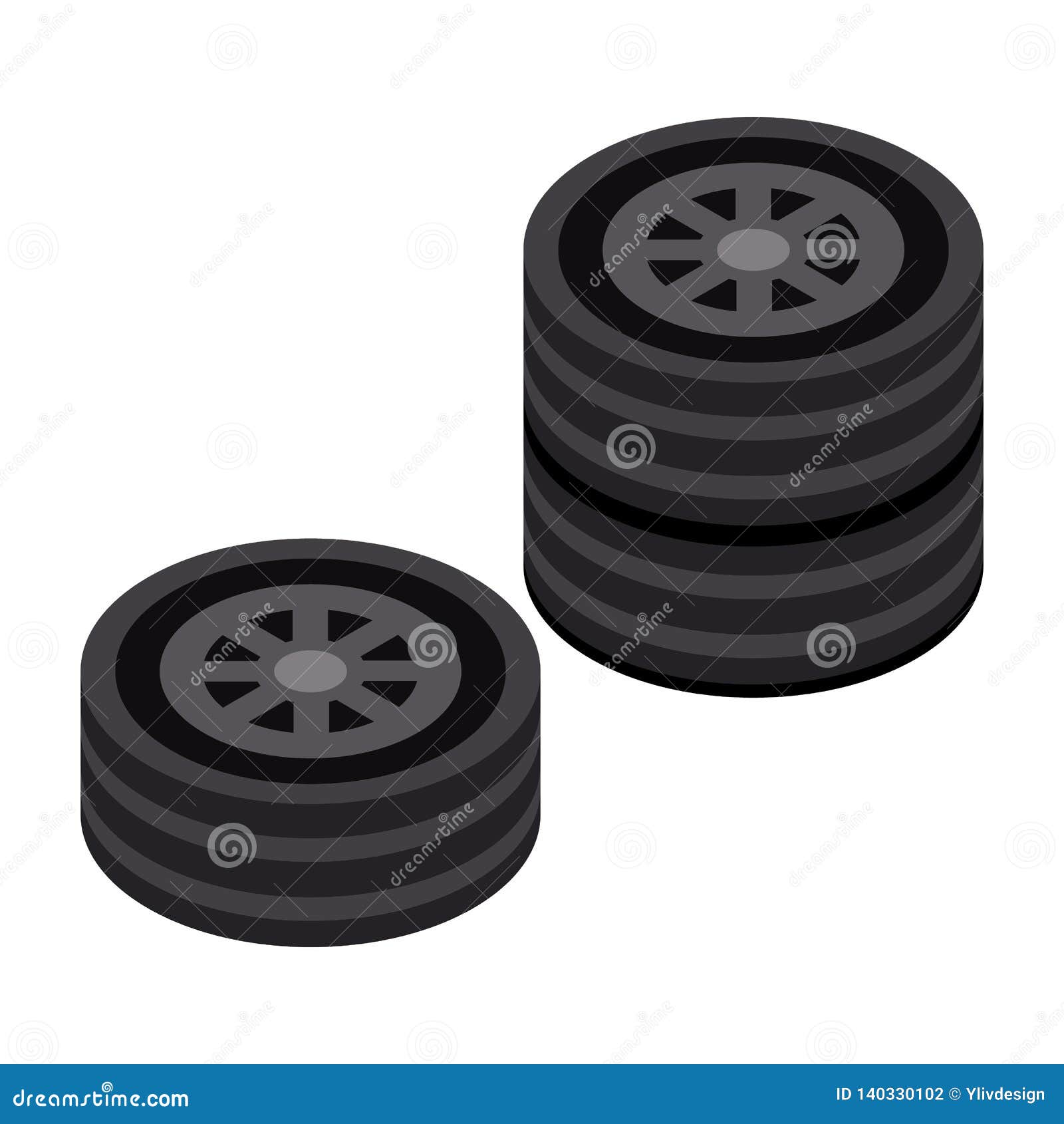 Stack of Car Wheel Icon, Isometric Style Stock Vector - Illustration of ...