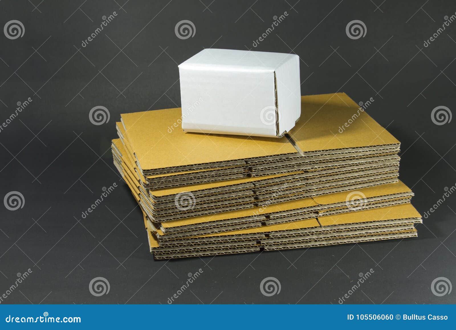 Stack Cardboard Box on Black Background. Stock Photo - Image of gift ...