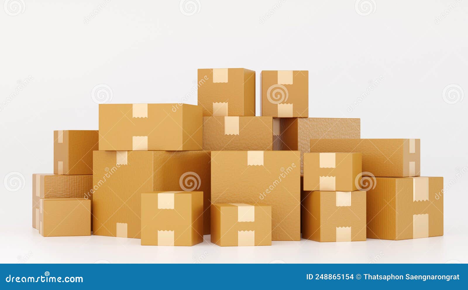 Stack of Cardboard Box Carton or Parcel. Concept of Delivering Goods ...