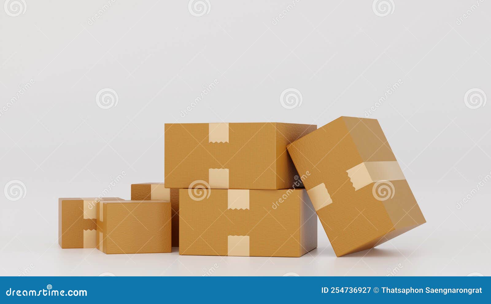 Stack of Cardboard Box Carton or Parcel. Concept of Delivering Goods ...