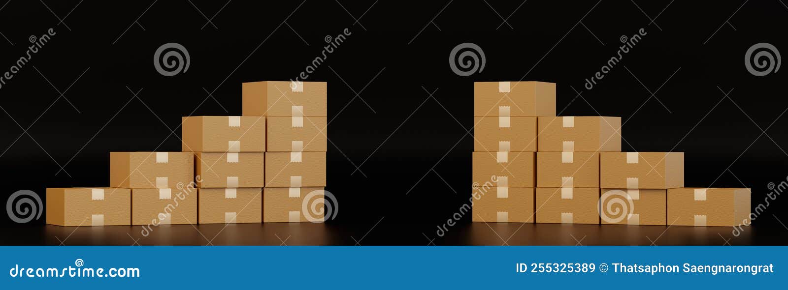 Stack of Cardboard Box Carton or Parcel. Concept of Delivering Goods ...