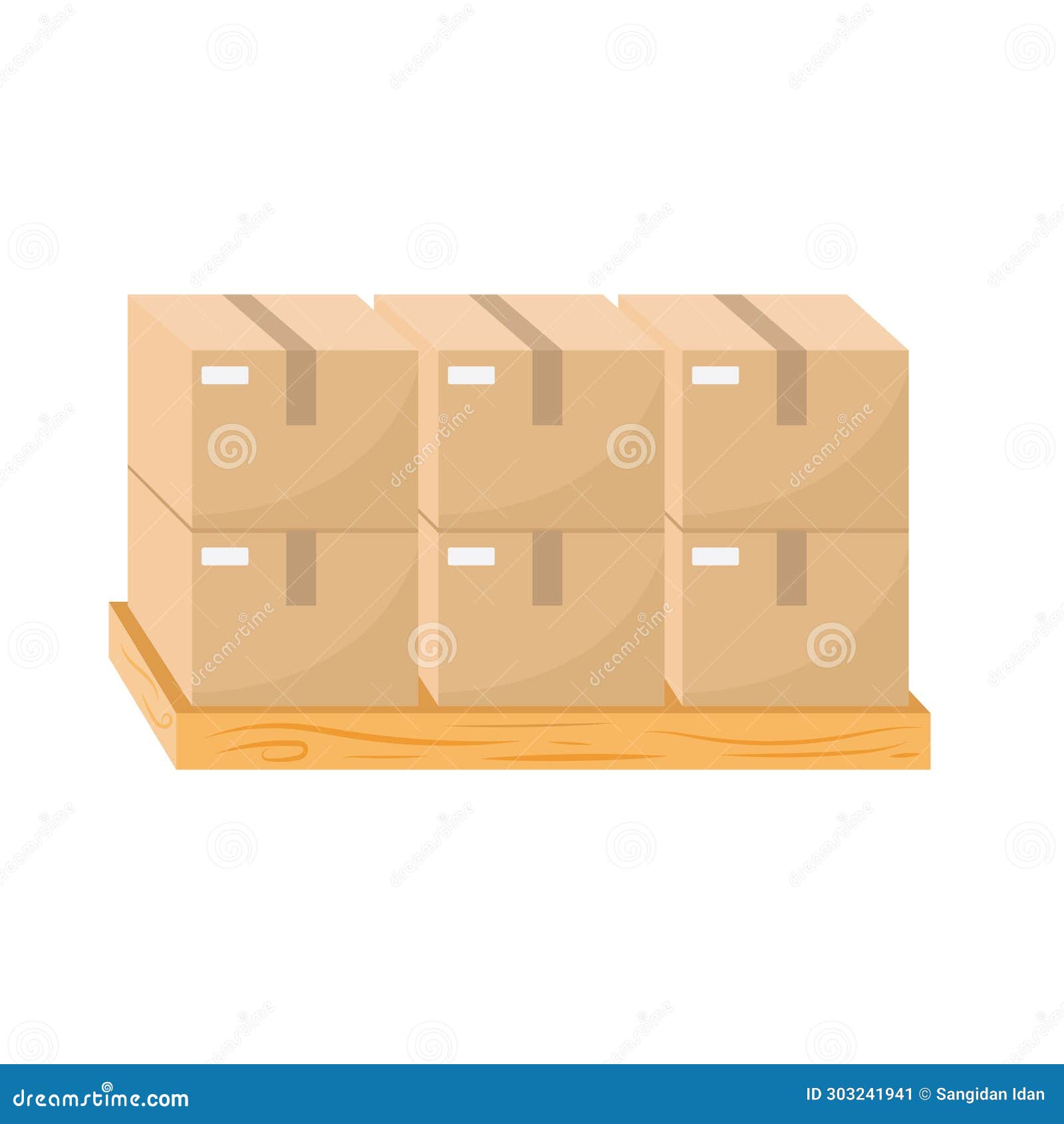 Stack of Cardboard Box on Wooden Pallets Cartoon Vector Element Design ...